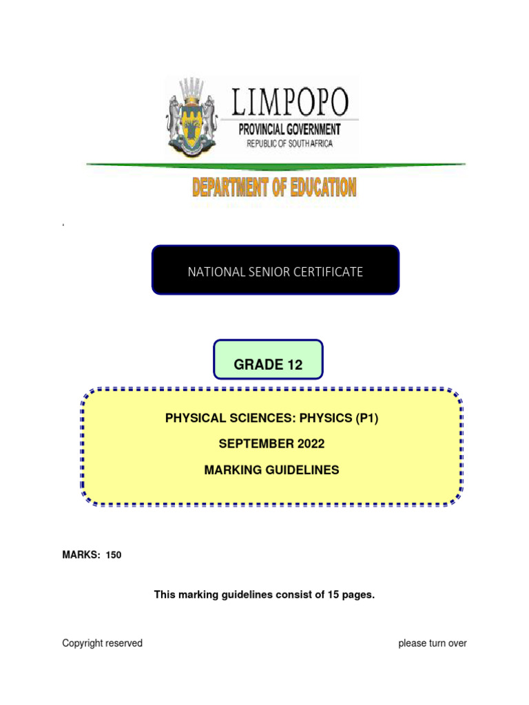 Lim Physical Sciences P1 Memorandum ENG-5510790 | PDF | Voltage | Force