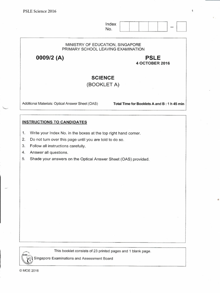 PSLE Science 2016 | PDF | Pollination | Seed