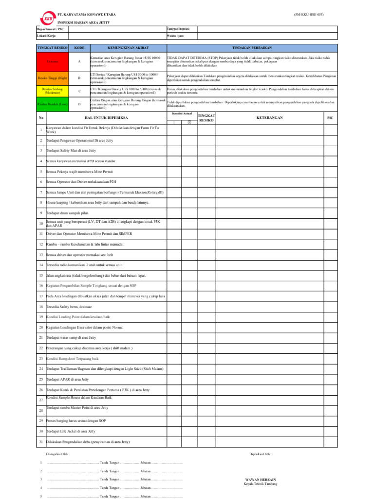 (FM Kku Hse 053) Inspeksi - Area Jetty | PDF
