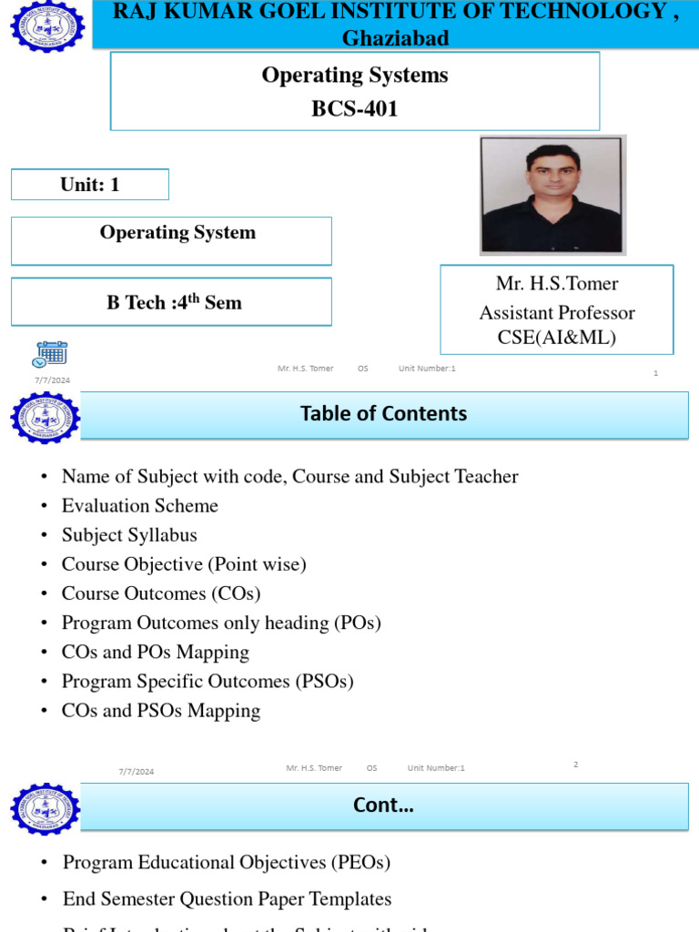 Unit 1 - OS | PDF | Operating System | Process (Computing)