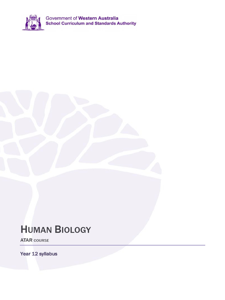 Human Biology ATAR Year 12 Syllabus For Teaching From January 2024 ...