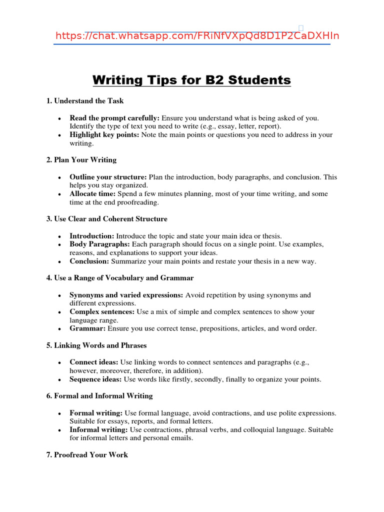 Writing Tips For B2 Students | PDF | Essays | Proofreading