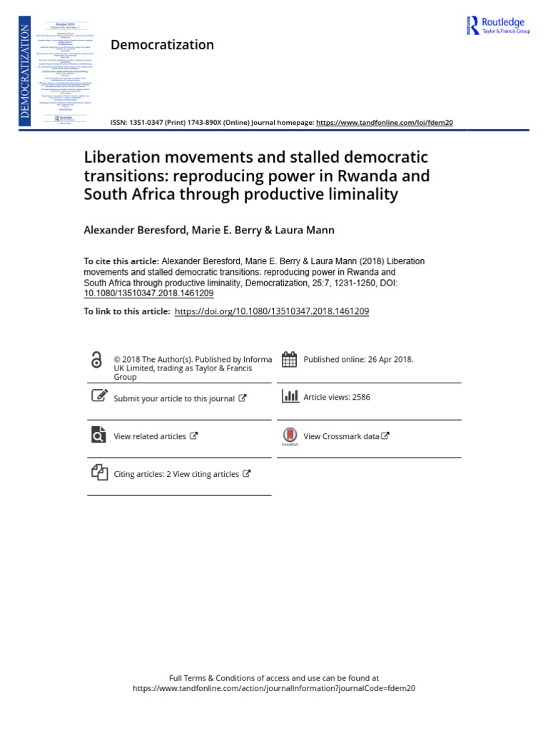 Liberation Movements and Stalled Democratic Transitions Reproducing ...