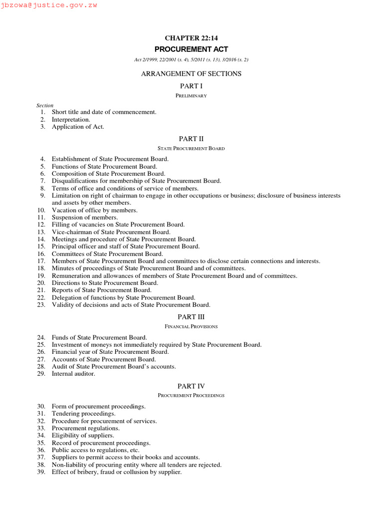 Procurement Act of Zimbabwe | PDF | Procurement | Common Law