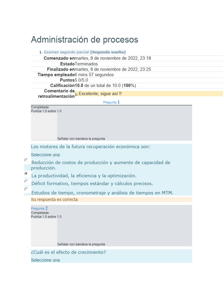 Administración de procesos examen segundo parciaL | PDF | Business | Negocios económicos