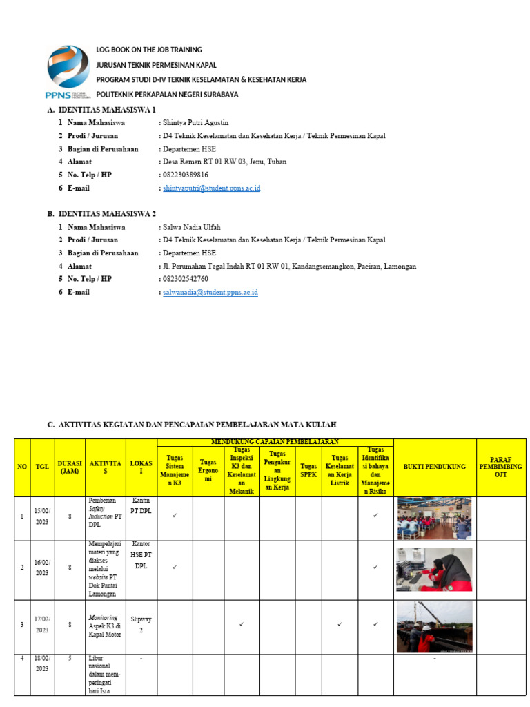 Logbook OJT Teknik Permesinan | PDF