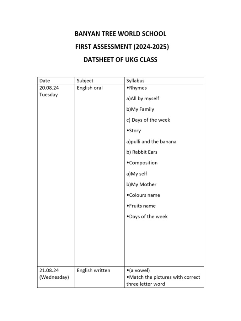 Banyan Tree World School | PDF