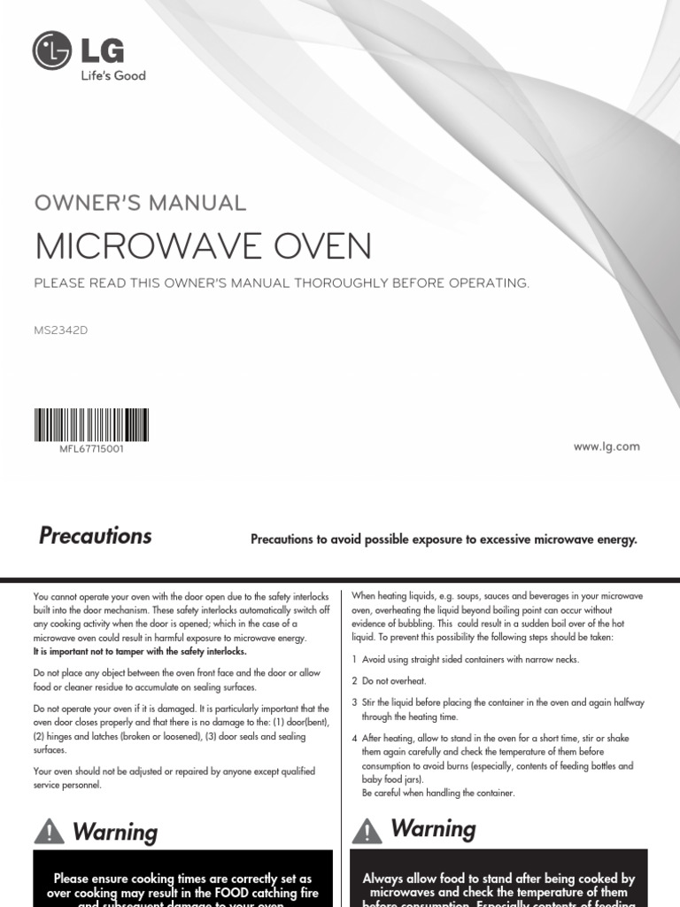 Microwave Oven: Owner'S Manual | PDF | Pasta | Cooking
