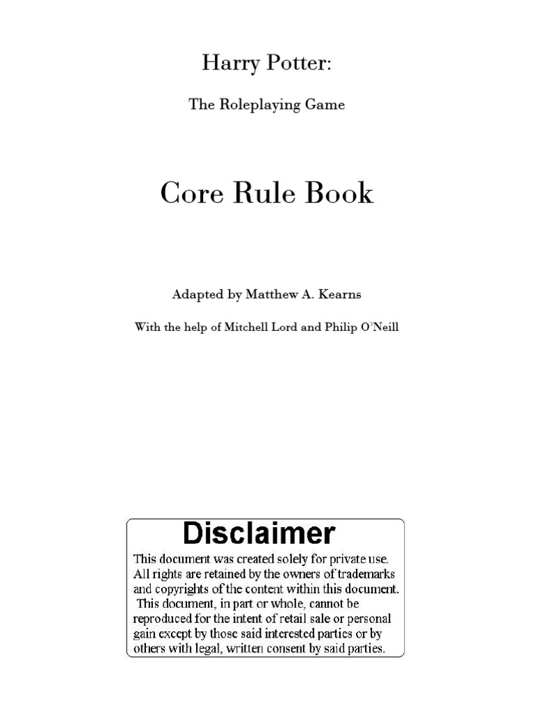 Harry Potter Core Rule Book | PDF