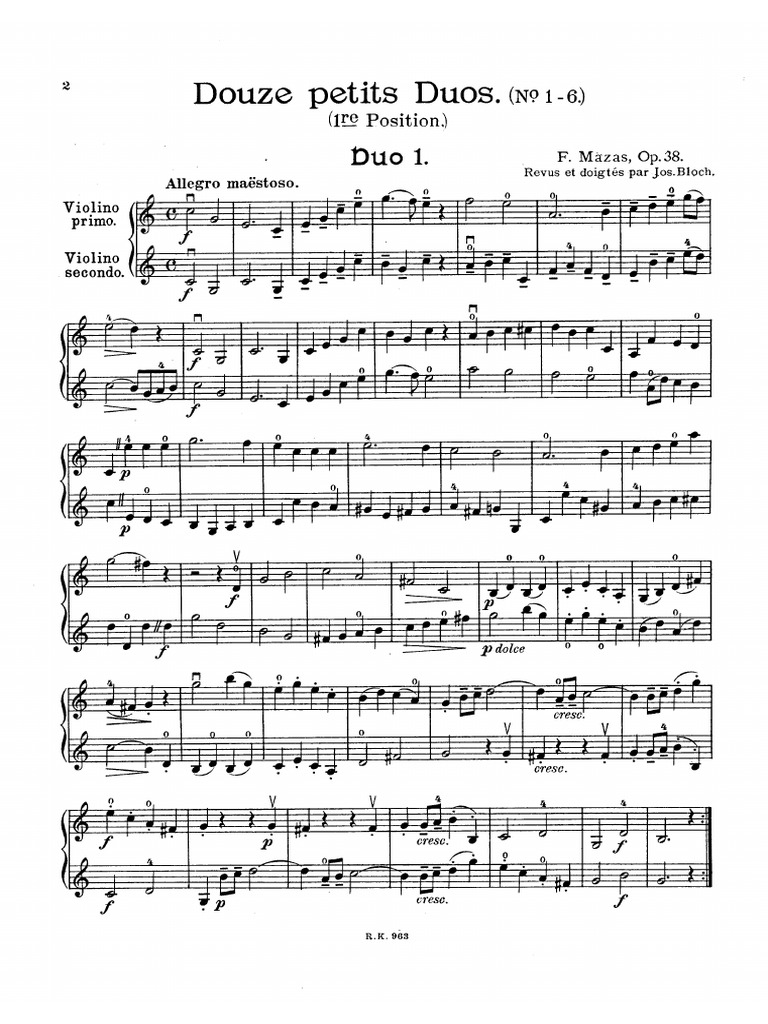 Violin Duets - Mazas Op.38 No.1 | PDF