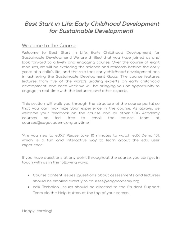 Best Start in Life - Early Childhood Development For Sustainable ...