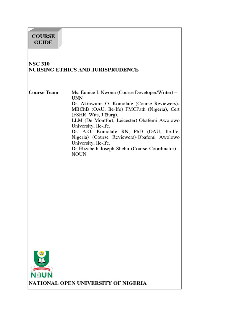 NSC 310 Nursing Ethics and Jurisprudence | PDF | Informed Consent | Nursing
