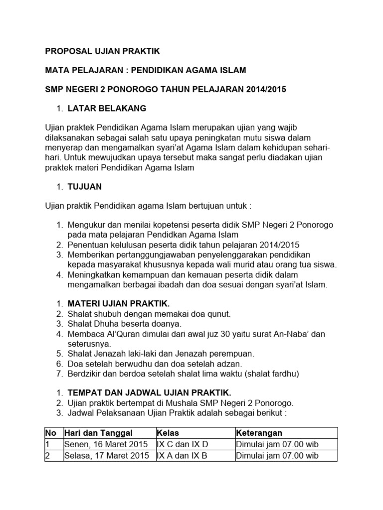 Contoh PROPOSAL UJIAN PRAKTIK | PDF | Karier & Perkembangan