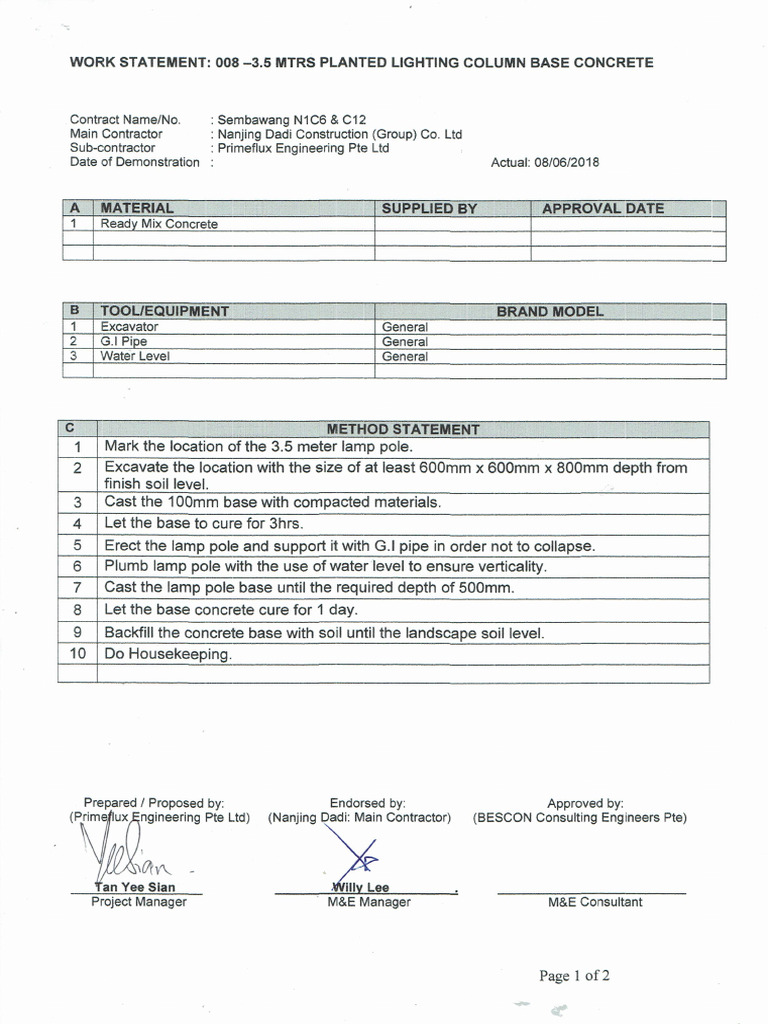 Mos For 3.5MTRS Lampole | PDF