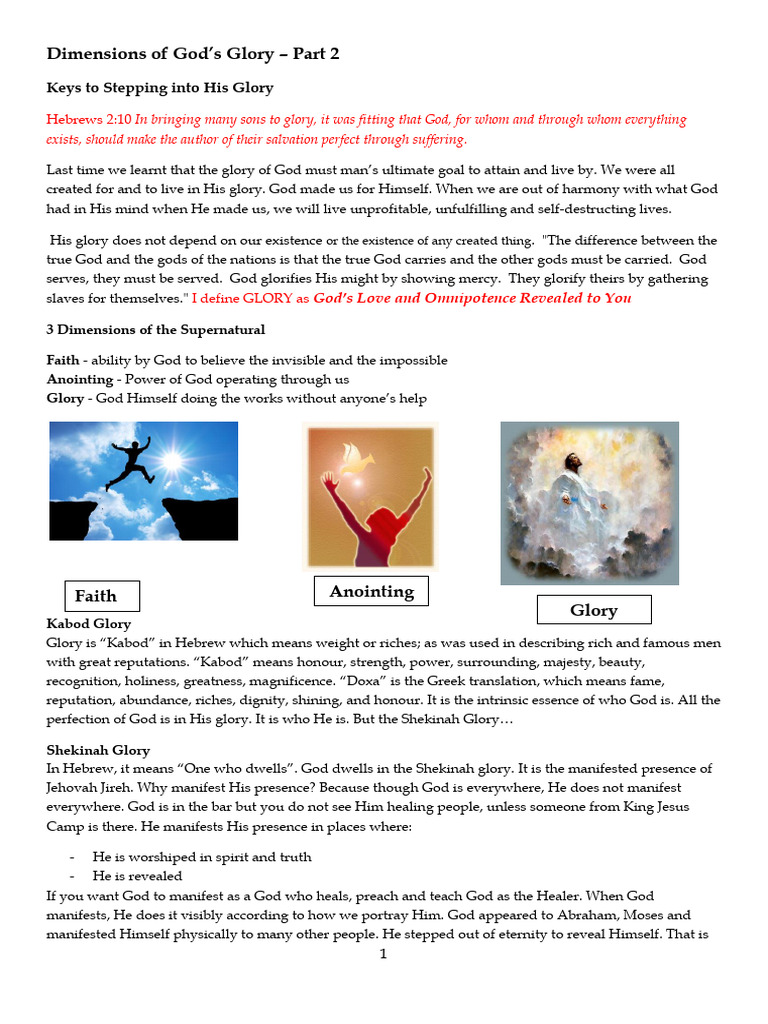 Dimensions of God's Glory- Part 2 | PDF | Glory (Religion) | God