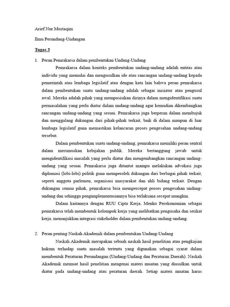 Tugas 3 Ilmu Perundang-Undangan - Arief | PDF | Hukum
