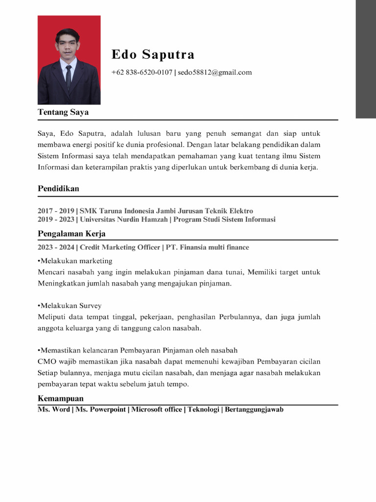 CV Edo Saputra | PDF