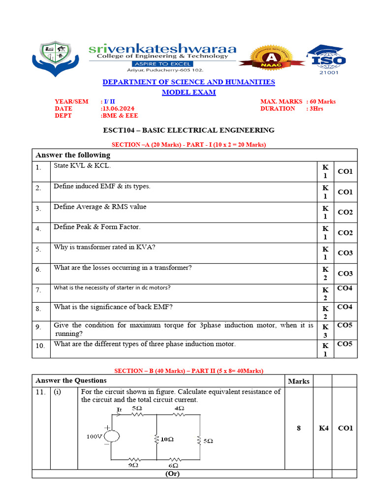 Model (BME&EEE) | PDF | Electrical Network | Resistor
