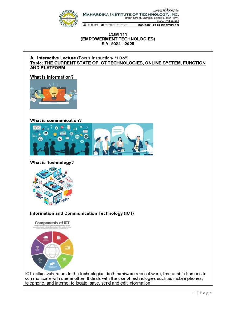 Com 111 Midterm Lecture | PDF | Hyperlink | World Wide Web