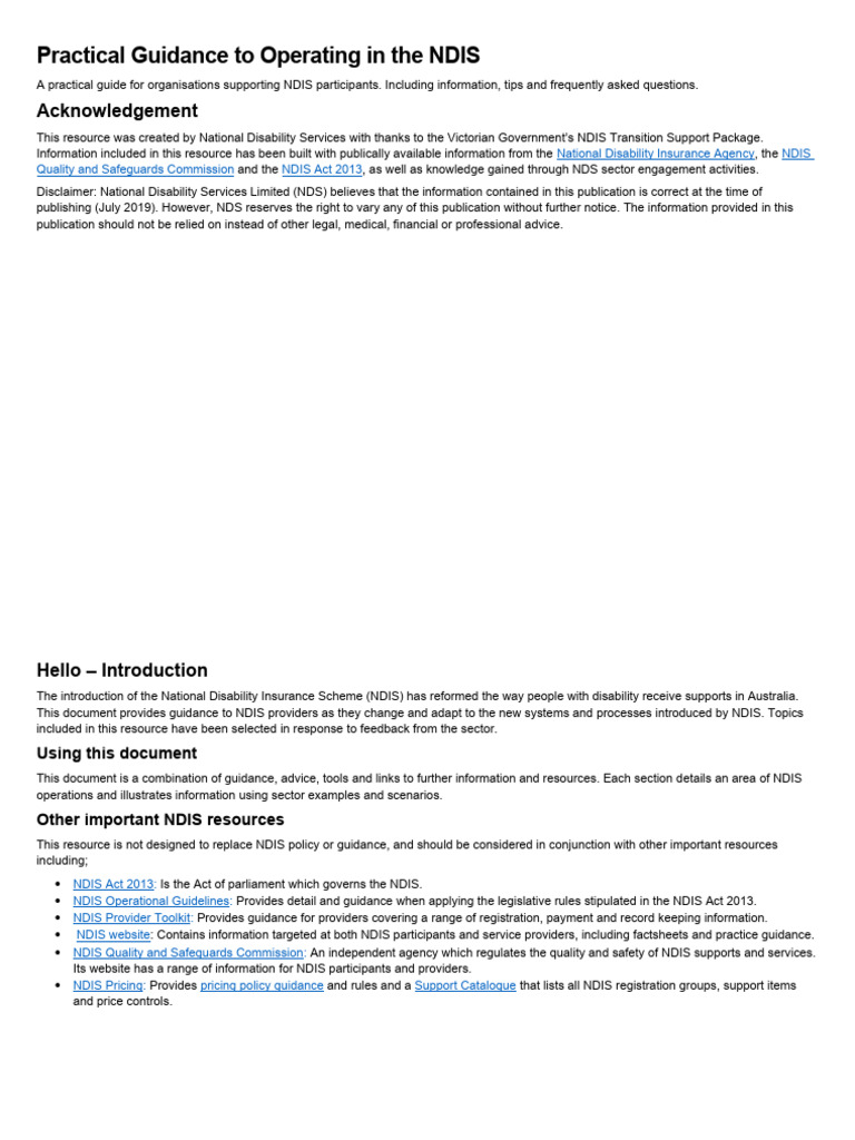 NDIS Provider Guidance Guide | PDF | Finance & Money Management