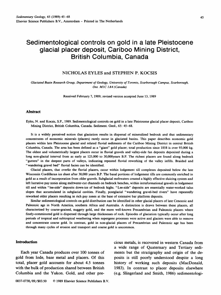 Eyles 1989 | PDF | Landscape | Earth Sciences