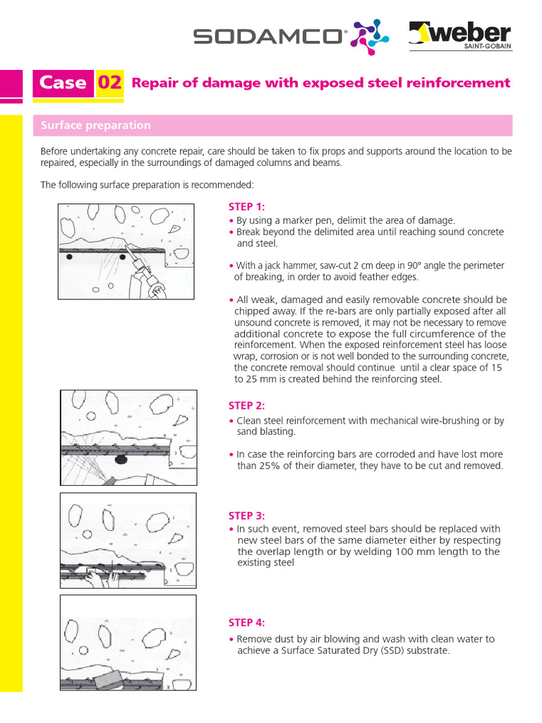 Repair of Damage With Exposed Steel Reinforcement-Brochure | PDF ...