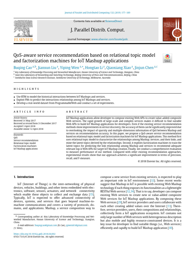 QoS-Aware Service Recommendation Based On Relational Topic Model and Factorization Machines For ...