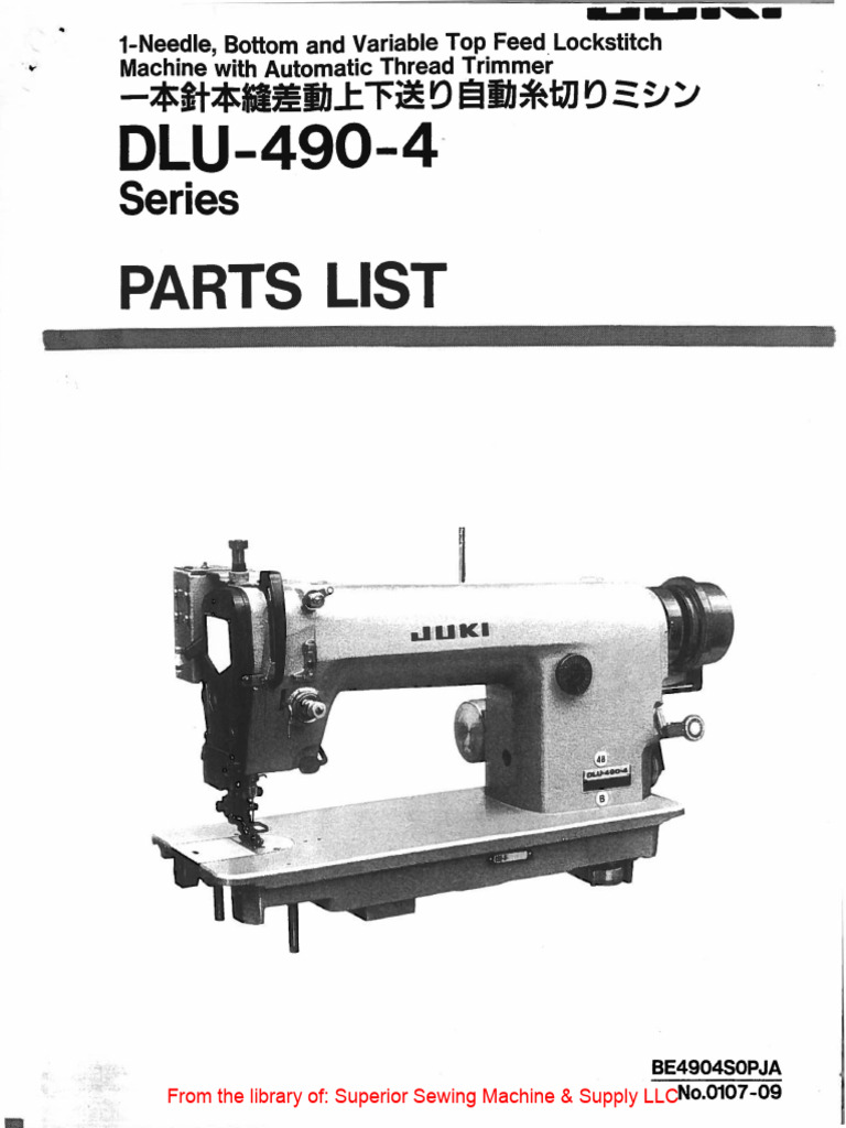 Juki DLU-490-4 | PDF | Tools | Stitches (Textile Arts)