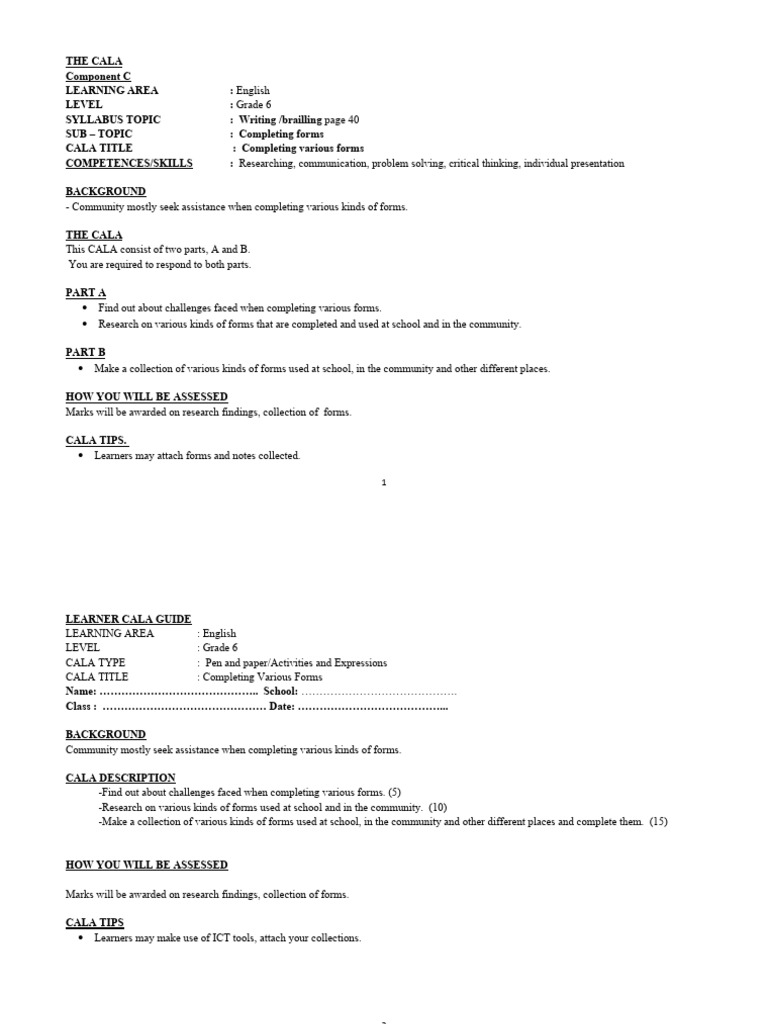 English CALA Grade7 | PDF | Learning | Educational Assessment