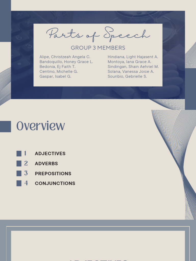 Adjective Adverb Preposition Conjunction Group 3 - 2 | PDF | Adverb ...