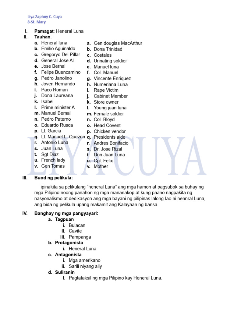 Liya Filipino Pagsusuri | PDF