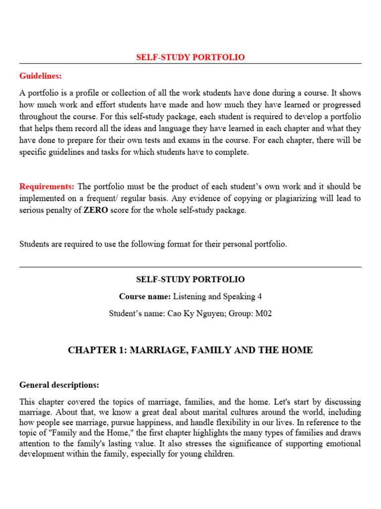 Self-Study Package 2024 - CAO KY NGUYEN - B2205577 | PDF | Family | Sexism