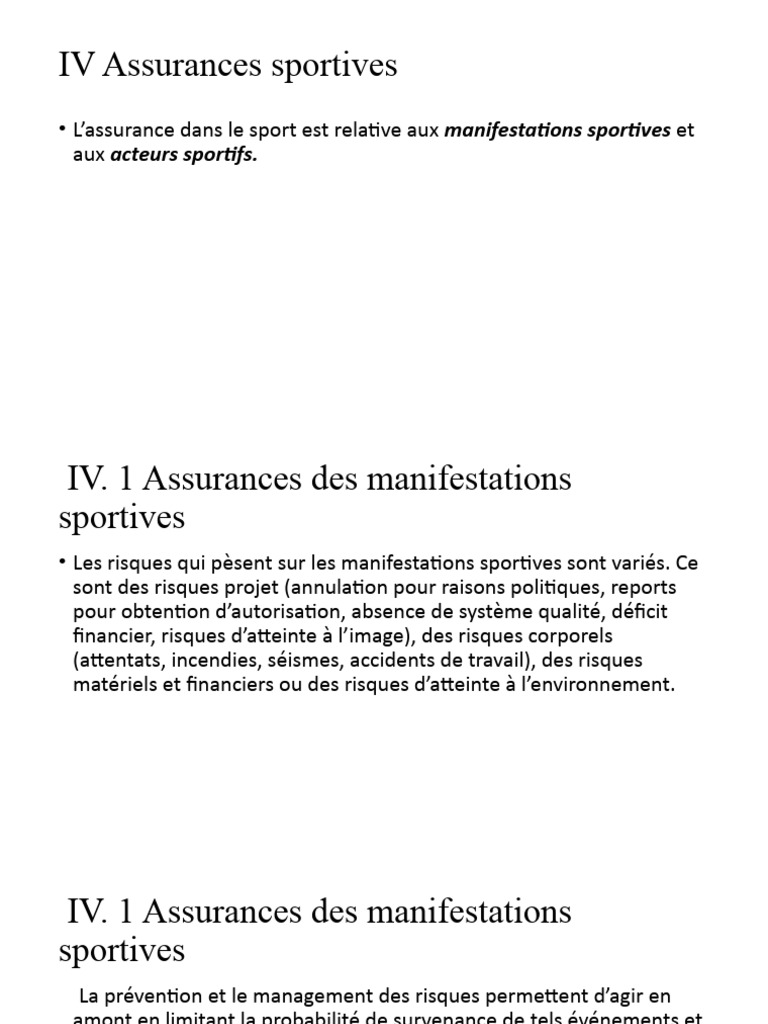 Chapitre 4 Lassurance Sportive | PDF | Assurance | Risque