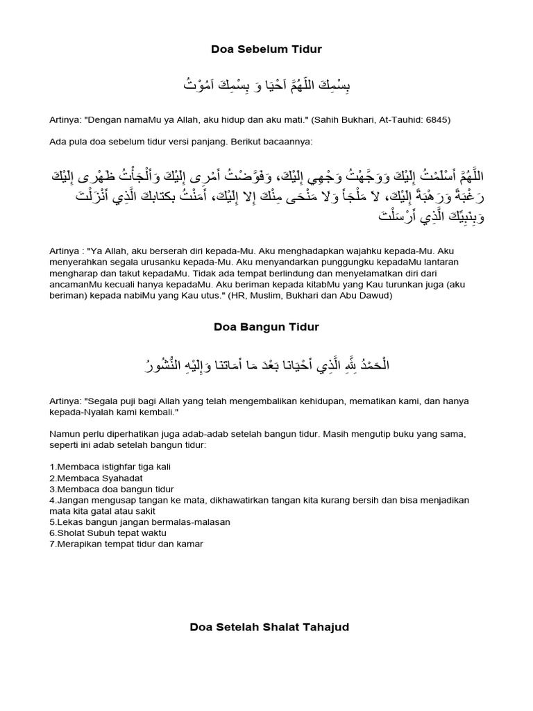 Doa Sebelum Tidur | PDF
