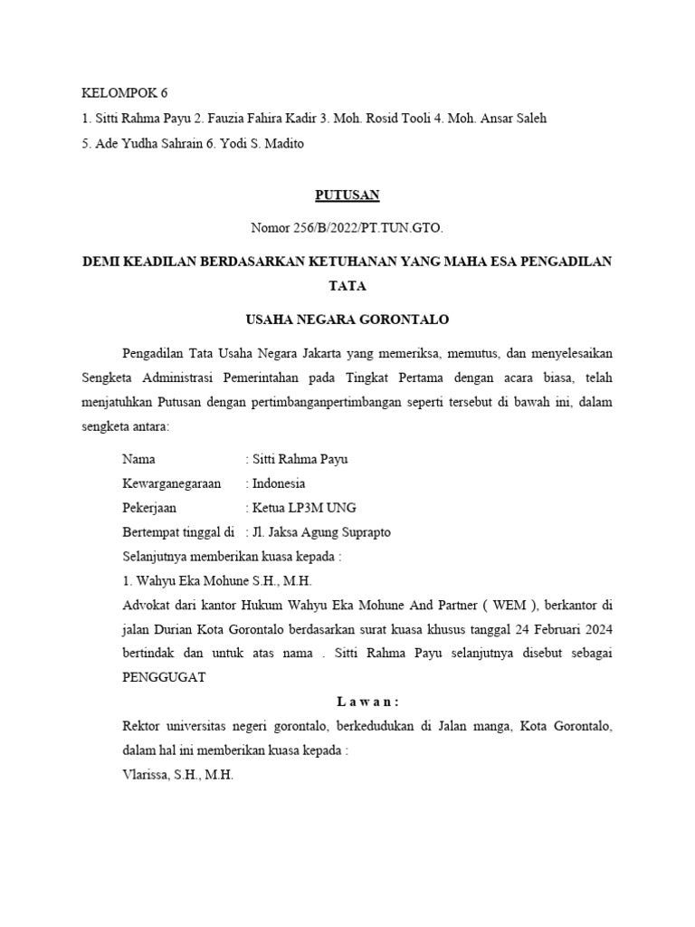 Surat Putusan Ptun | PDF