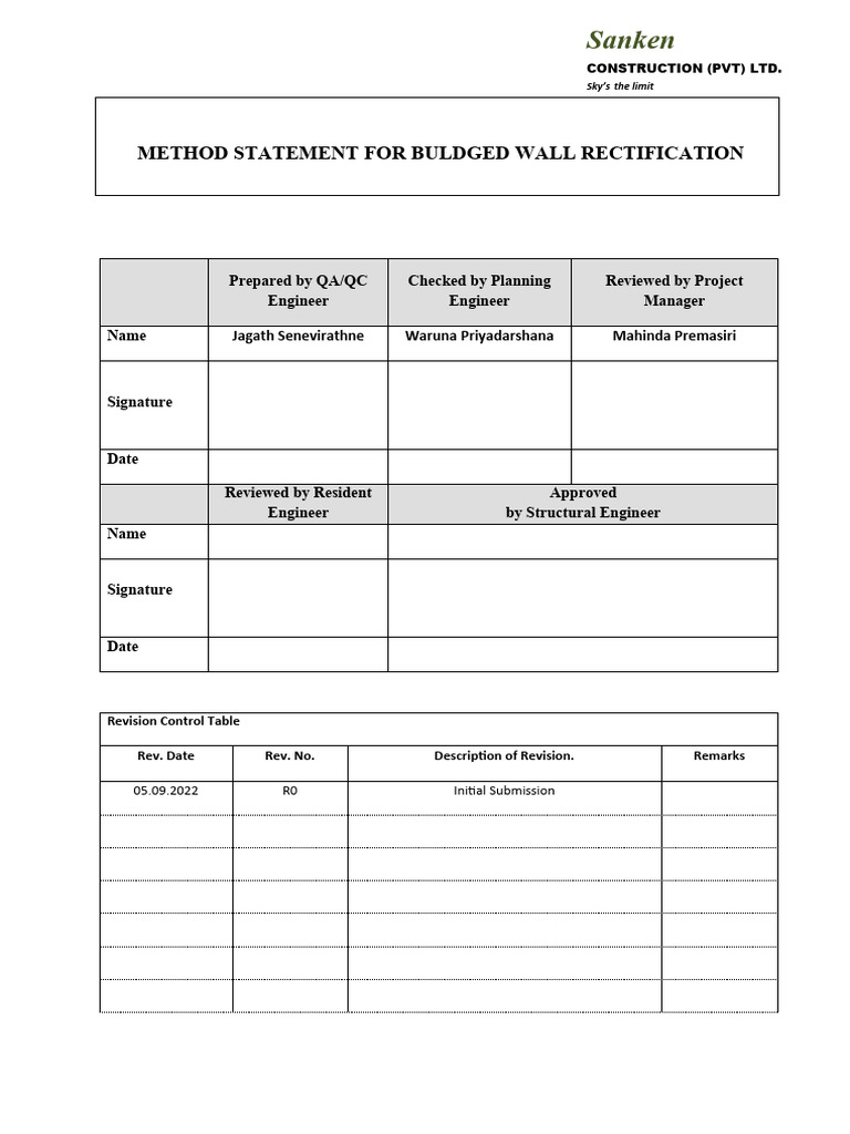 MS-Bulged Wall Rectification | PDF | Safety