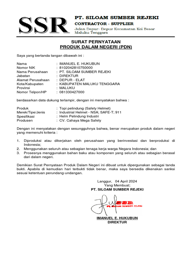 Surat PDN Dan Lamp | PDF