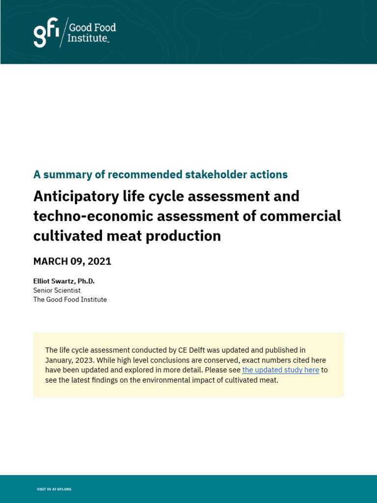 Anticipatory Life Cycle Assessment and Techno-economic Assessment of Commercial Cultivated Meat ...