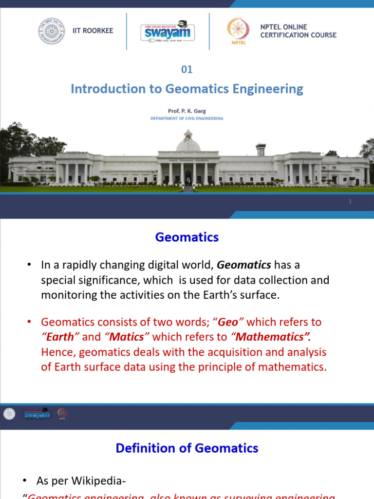 Lecture 01 | PDF | Geomatics | Geographic Information System