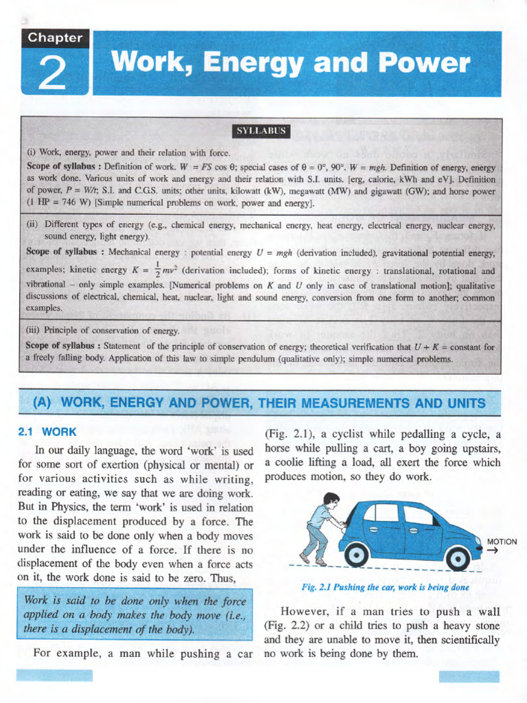 Selina Class 10 Physics Chapter 2 Work Energy and Power | PDF | Wellness