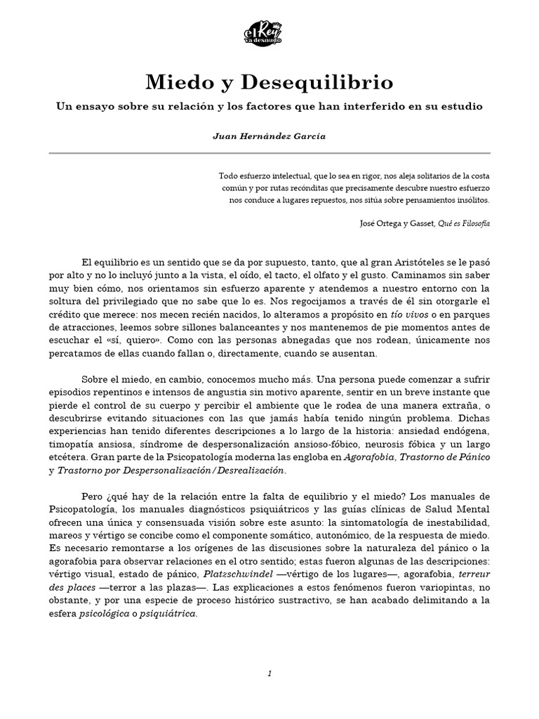 Miedo y Desequilibrio _ JHG (1) | PDF | Ansiedad | Sicología