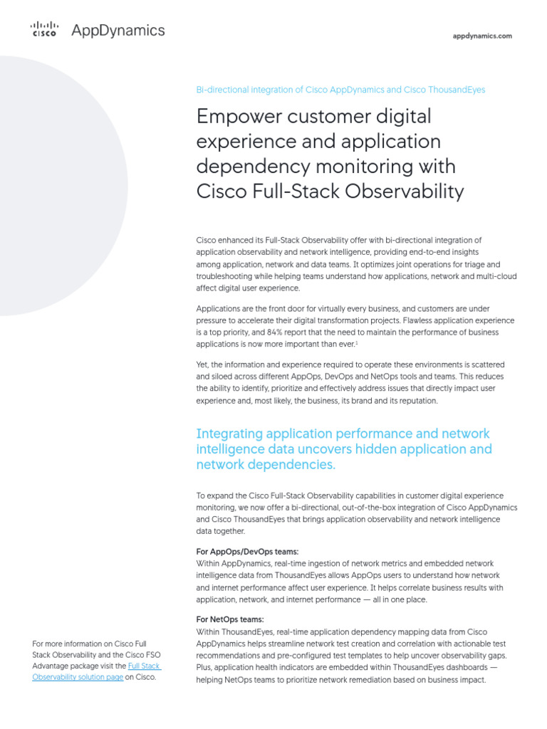 Customer Digital Experience Application Dependency Monitoring Datasheet F | PDF | Intelligence ...