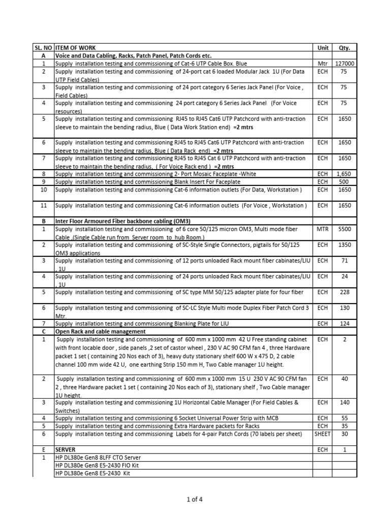 Data Center Revised BOQ | PDF | Telecommunications Equipment | Computing