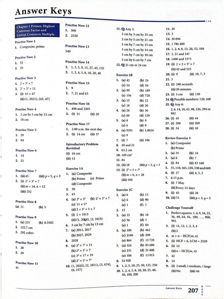 TB1A - Answer Keys | PDF