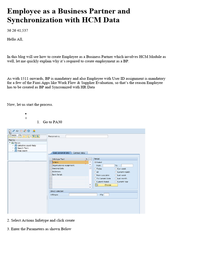 Employee as a Business Partner and Synchronization With HCM Data | PDF ... Employee as a Business Partner and Synchronization With HCM Data | PDF ...