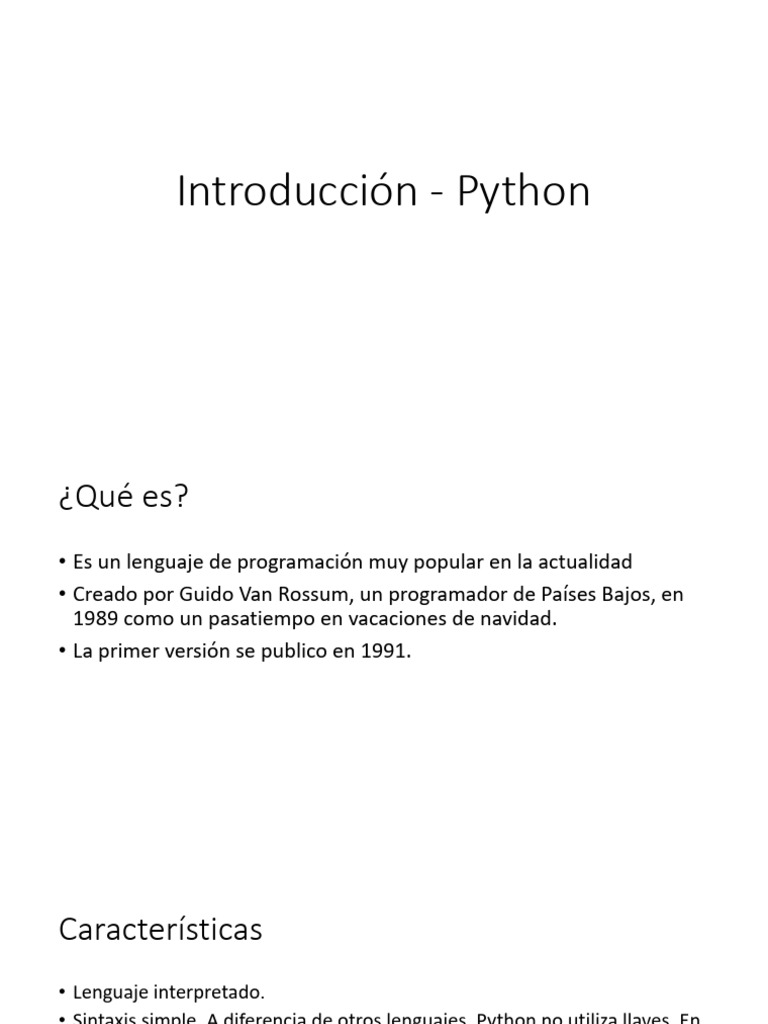 Guía Completa de Python: Características y Uso | PDF | Python (lenguaje ...