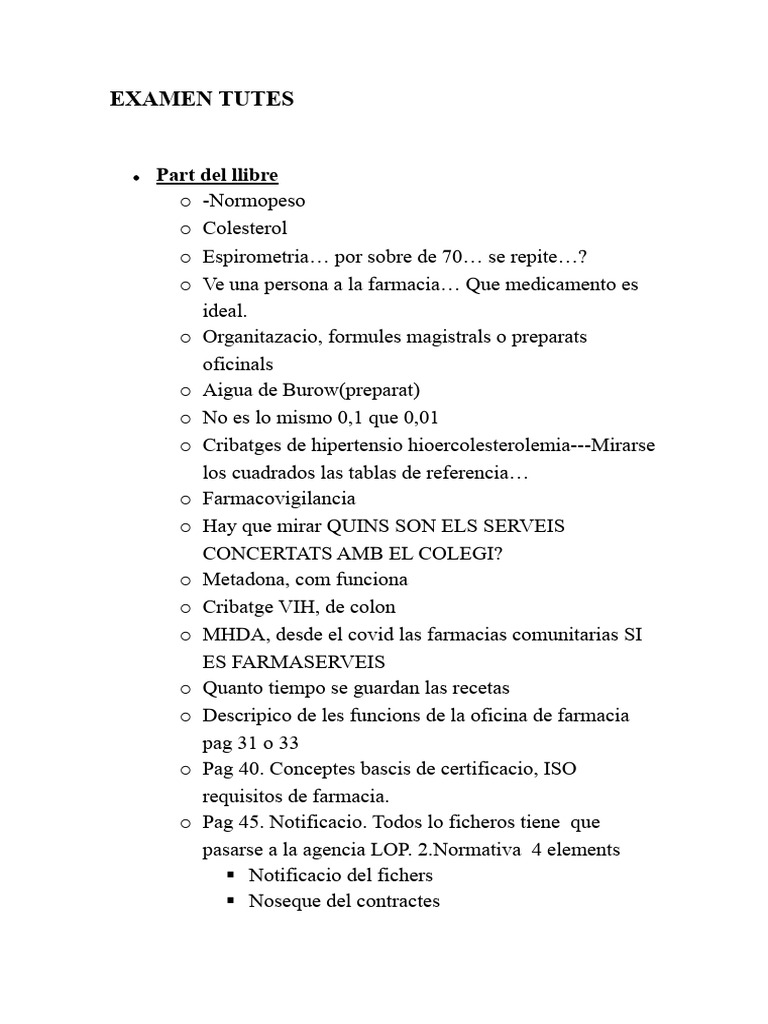 Examen Tutes | PDF | Investigación de salud | Química medicinal