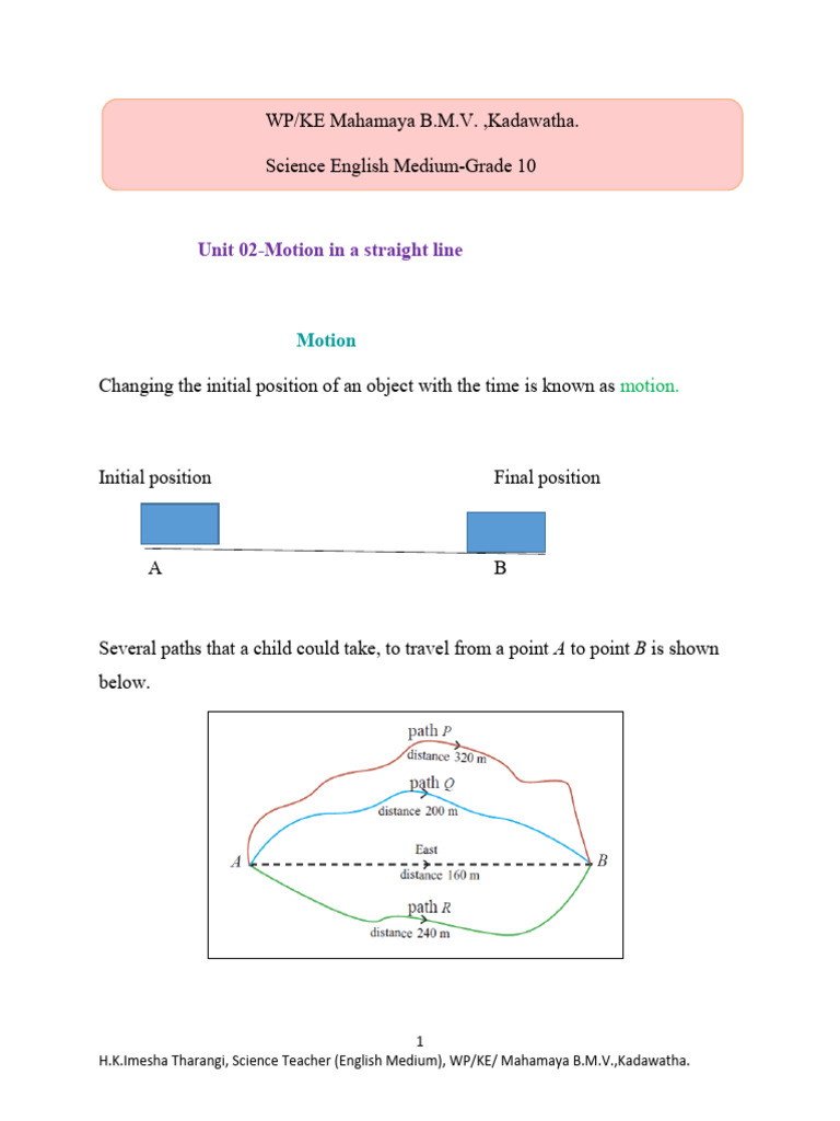 Unit 2-Motion 1 | PDF | Velocity | Speed