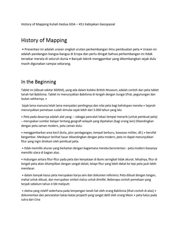 History of Mapping Kuliah Kedua GDA | PDF