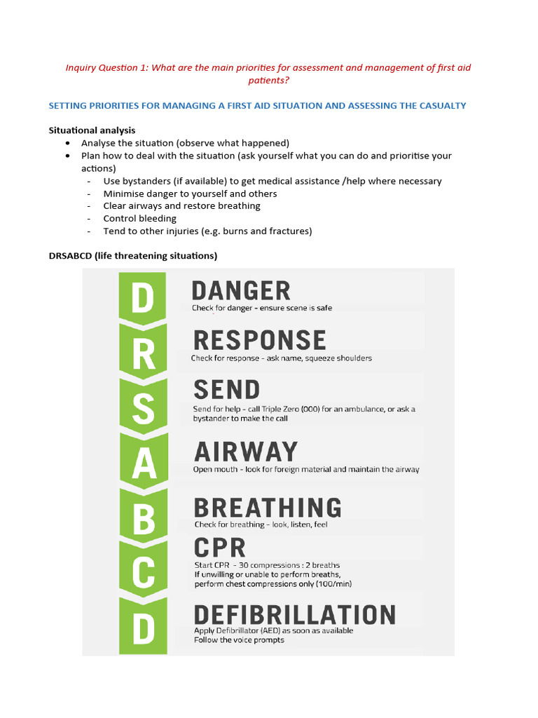 First Aid - Study Notes | PDF | First Aid | Medical Specialties